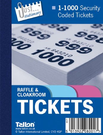 Single book of 1000 cloakroom raffle tickets | WSY 8001